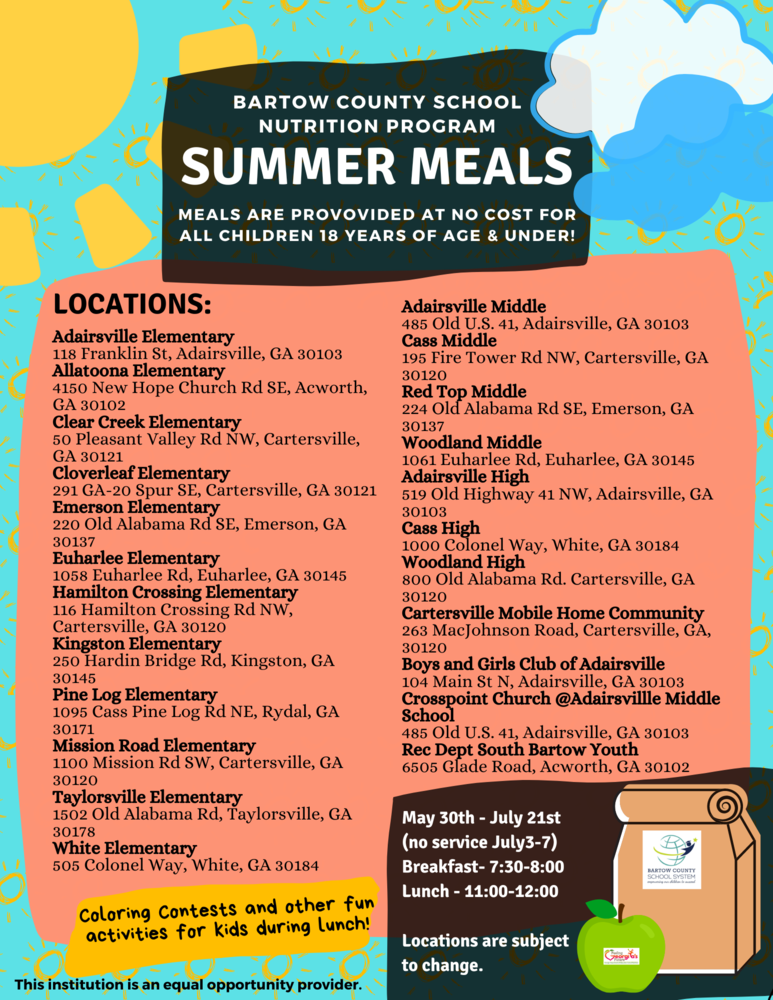 Summer Feeding Program | Bartow County School System